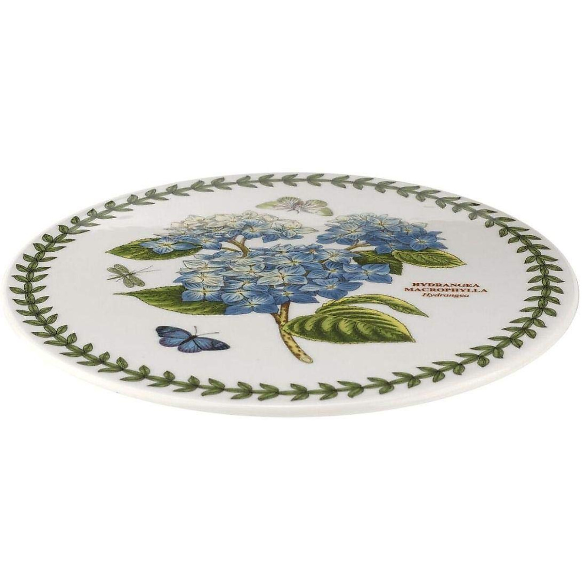 Portmeirion Botanic Garden Trivet | 8 Inch Trivet for Hot Dishes and Pans | Hydrangea Floral Motif | Made from Porcelain | Microwave and Dishwasher Safe