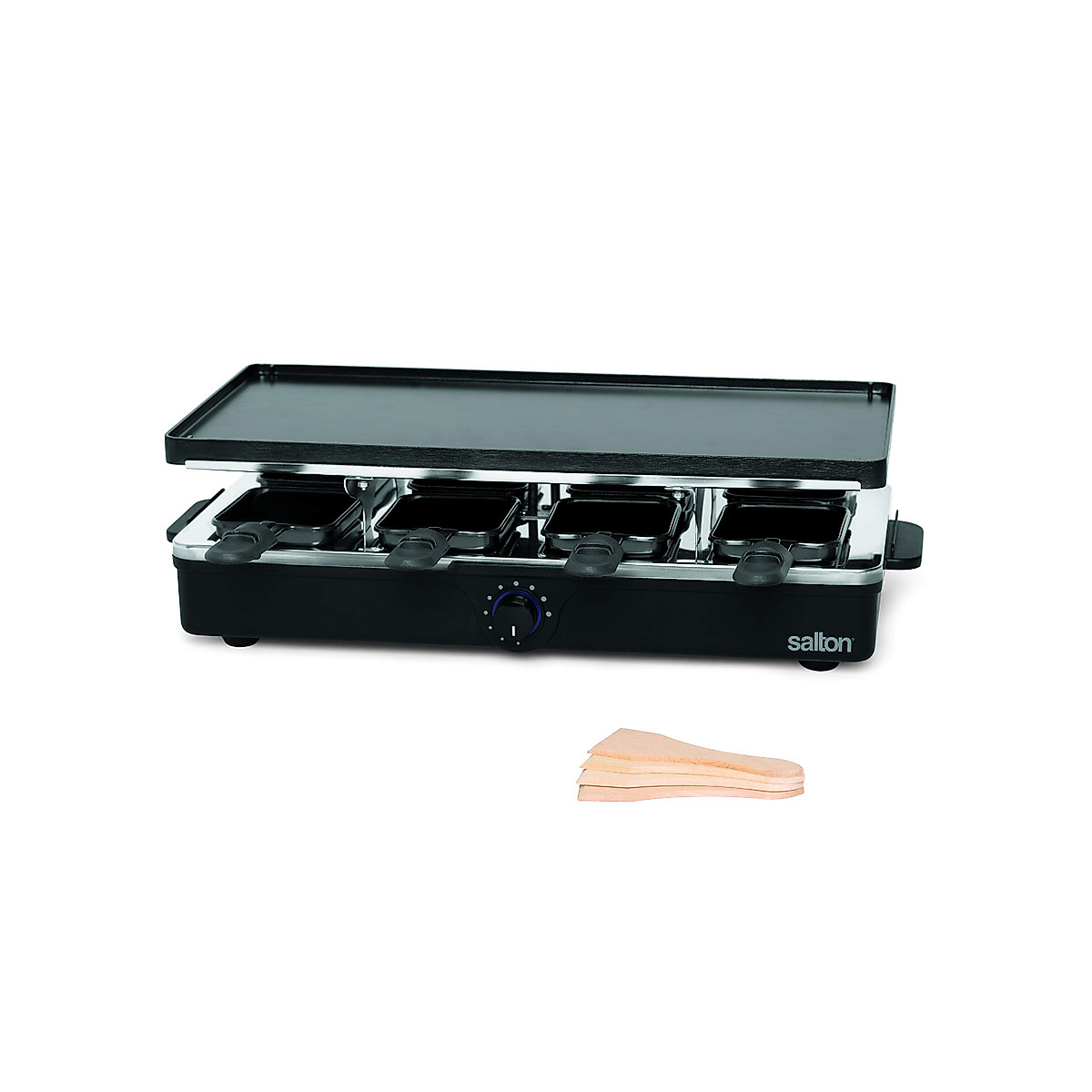 Salton Raclette Indoor Electric Party Grill & Raclette, 8 Person, Black