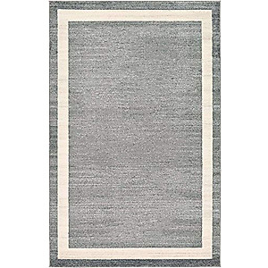 Unique Loom Del Mar Collection Area Rug-Transitional Inspired with Modern Contemporary Design, Rectangular 5' 0" x 8' 0", Gray/Ivory