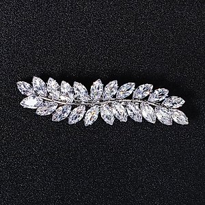 Xerling Rhinestone French Barrettes Hair Clip Automatic Hair Accessories Hair Spring Clips Leaf Design Zircon Hair Piece for Women