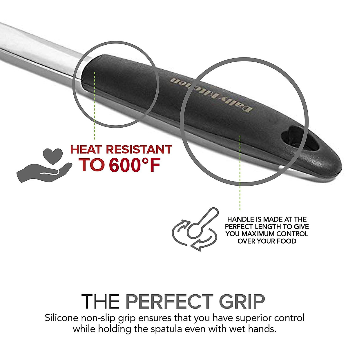 Daily Kitchen Utensils Set Silicone and Stainless Steel - Heat Resistant Cooking Utensils for Non Stick Cookware - Silicone Utensils Cooking Utensil Set - Kitchen Tools and Gadgets - 6-Piece Tool Set