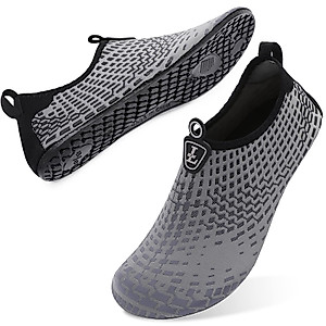 L-RUN Barefoot Water Shoes Men&Women Slip on Kayak Accessories Quick Dry Grey XXL(W:12-13,M:10-11)=EU43-44
