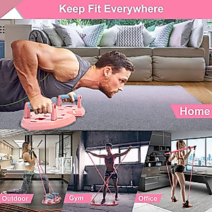 LALAHIGH Home Workout Equipment for Women, Multifunction Push Up Board, Portable Home Gym System with Resistance Bands,Ab Roller Wheel, and 20 Gym Accessories, Professional Strength Training Exercise