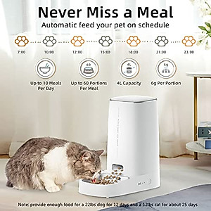 ROJECO Automatic Cat Feeders WiFi, 4L Cat Food Dispenser with APP Control, Detachable Body Design for Cleaning, Dual Power Supply and Low Food Alarms, 2.4GHz Wi-Fi Enabled Pet Feeder for Cats and Dogs
