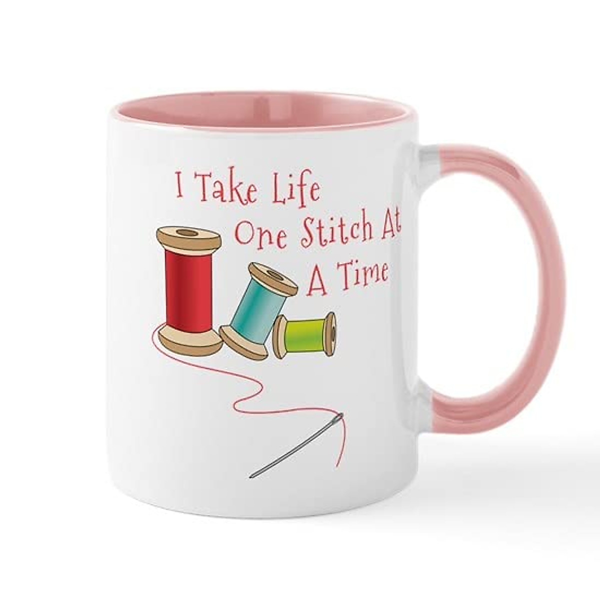 CafePress One Stitch At A Time Mugs Ceramic Coffee Mug, Tea Cup 11 oz
