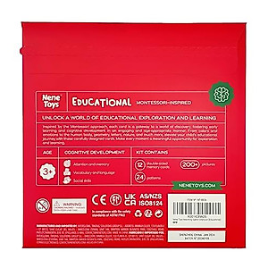 Nene Toys Educational Memory Extension Cards - 24 Extra Themed Patterns – Additional Matching Cards with Numbers, Letters, Animals, Body Parts [Nene Toys Exclusive Size]