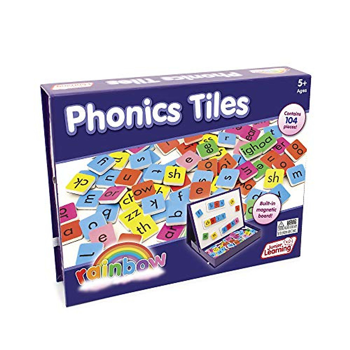 Junior Learning Rainbow Phonics Tiles with Built-in Magnetic Board Multi
