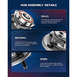 KAX 515058 Pair Front Wheel Bearing and Hub Assembly fit for 2001-2006 Chevy Silverado 2500 HD,for 2001-2006 GMC Sierra 1500,for 2001-2006 GMC Sierra 2500 HD,8 Lug w/ABS