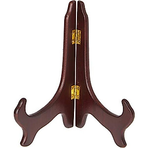 Bard's Hinged Dark Wood Plate Stand, 7" H x 6" W x 4.25" D (For 7" - 8.5" Plates), Pack of 3