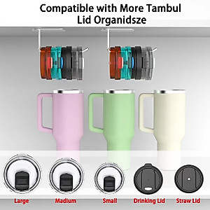Yingbao Simple Tumbler Lid Organizer, 2 Pack Kitchen Organizer and Storage Sticky Wall Mount Lid Rack Stan Tumbler Lid Storage Hook Holds Multiple Lids, Space Saving Yeti Lid Organizer