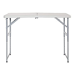 Office Star Resin Multipurpose Rectangle Table, 4-Feet Long, Height Adjustable, Center Folding Table, Light Gray