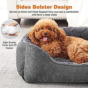 SHU UFANRO Small Dog Bed for Small Size Dogs, Washable Rectangle Durable Puppy Bed, Orthopedic Dog Sofa Bed, Soft Breathable Sleeping Pet Cuddler Beds for Indoor with Anti-Slip Bottom, Grey