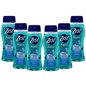 Zest Aqua Hydrating Body Wash, 18 Fl Oz (Pack of 6) - Moisturizing & Refreshing Shower Gel, Easily Lathers for a Relaxing Bubble Bath - Foaming & Exfoliating Skin Cleanser for a Smooth & Clean Skin
