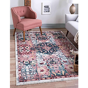 Unique Loom Sumter Collection Area Rug - Aiken (5' x 8' Rectangle, Pink/ Blue)