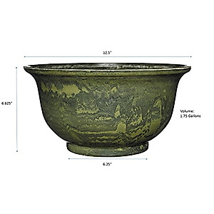 Classic Home and Garden "Venetian Deep Bowl 12.5" Planter, Green Granite (2/8060G/1)
