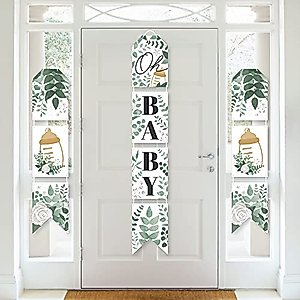 Big Dot of Happiness Boho Botanical Baby - Hanging Vertical Paper Door Banners - Greenery Baby Shower Wall Decoration Kit - Indoor Door Decor