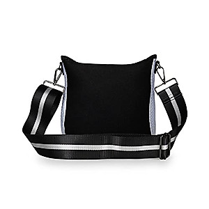 Haute Shore - Jeri Jazz Crossbody Tote, Black W/Black & Silver Stripe