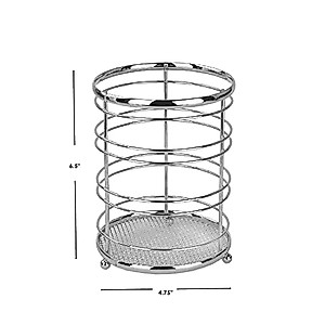 Home Basics Chrome Collection Steel Cutlery Holder Organizer, Free Standing, Kitchen Countertop, Silver