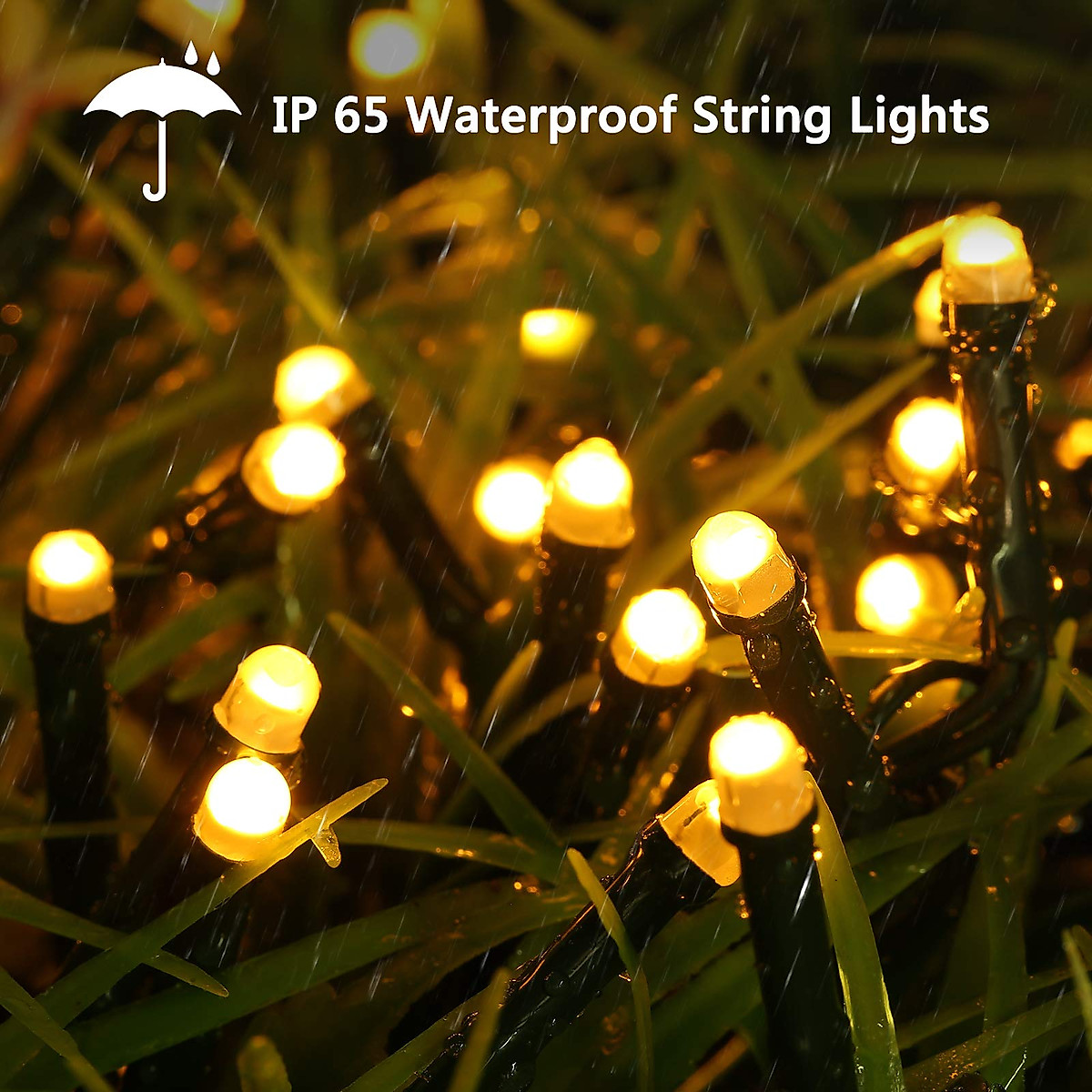 Jnaurb Solar Christmas Lights, 121ft 350 LED Solar String Lights with 8 Modes, Waterproof Outdoor Christmas String Lights for Patio, Garden, Party, Holiday, Christmas Decorations (Wram White)