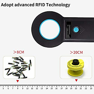 Bluetooth Animal Microchip Tag Reader Scanner RFID EMID Animal Handheld Reader Wireless Bluetooth Pet ID Scanner Rechargeable Animal Chip Scanner Pet Tag Scanner FDX-B(ISO 11784/11785) ID64 RFID