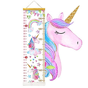 HomeEvolution Kids Growth Chart Height Measuring Chart, Classical Canvas Wall Hanging Rulers for Baby Children Girls Bedroom Decor (Unicorn)