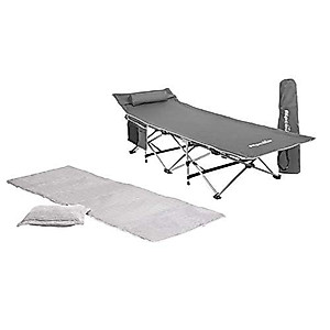 Alpcour Folding Camping Cot with Mattress Pad & Pillow for Indoor & Outdoor Use – Compact Design for Outdoor Travel, Hiking & Backpacking – Heavy Duty Design Holds Adults & Kids Up to 300 Lbs