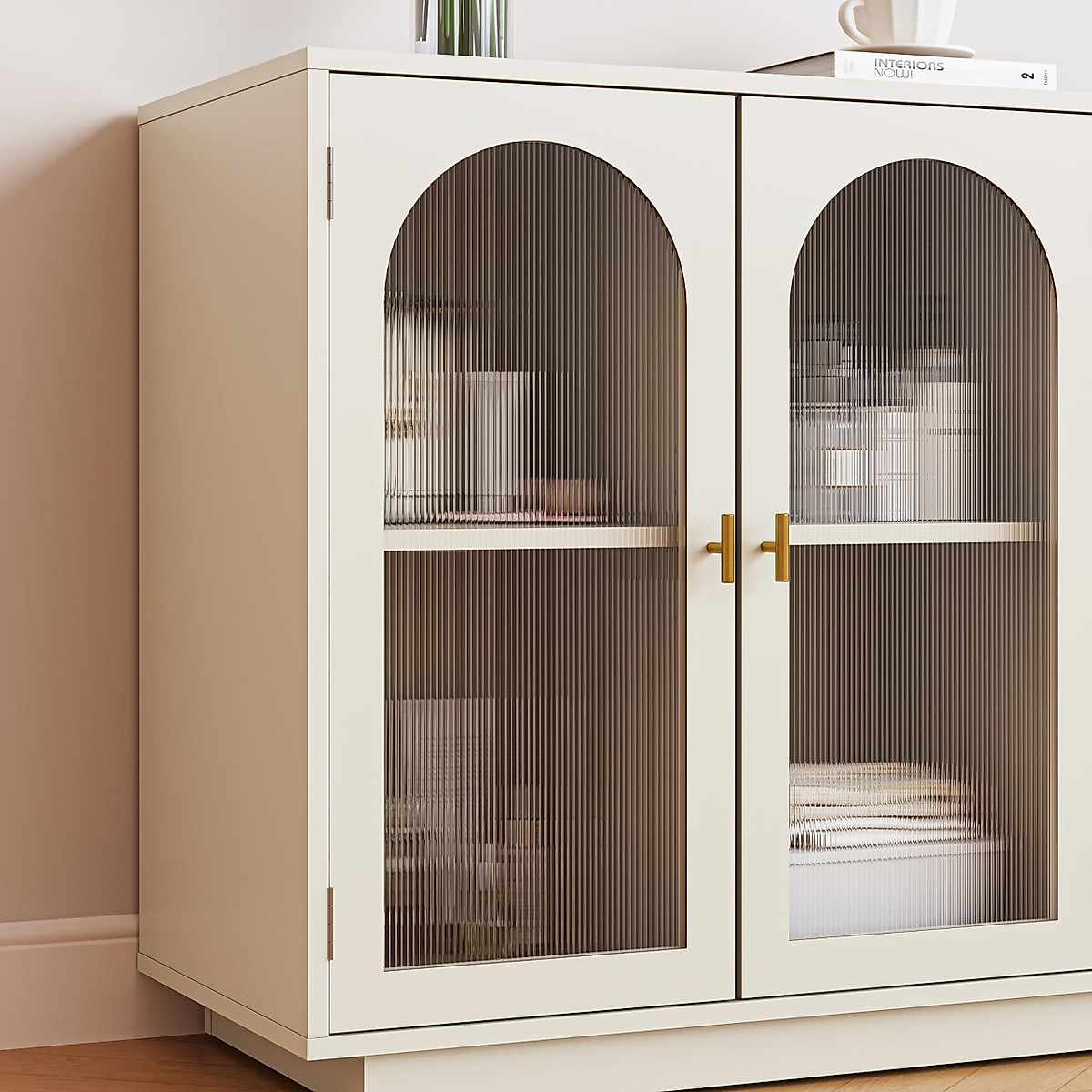 RoyalCraft Makeup Vanity Desk, Extendable Corner Vanity Makeup Table with 3 Drawers & 2 Doors, Modern Dressing Table for Bedroom, White Makeup Vanity Without Mirror