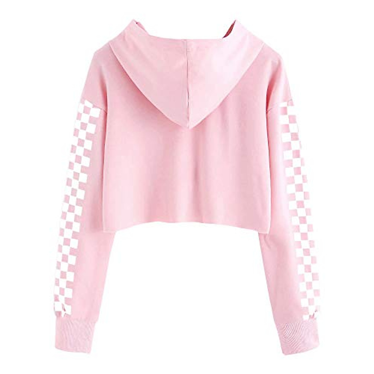 Imily Bela Kids Crop Tops Girls Hoodies Cute Plaid Long Sleeve Fashion Sweatshirts Pink