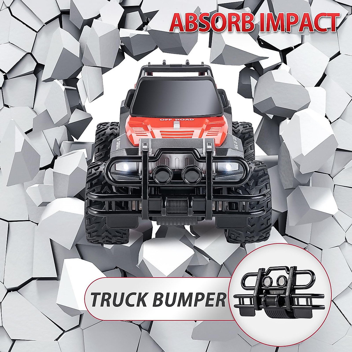 Carox Remote Control Car for Kids-1:16Remote Control Truck with Headlight and Storage Case-80mins Playtime RC Truck for All Terrain-Red Remote Control Jeep Toy for Boys Girls Kids (red)