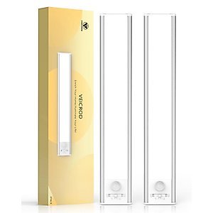 VEICROD Under Cabinet Lights,Day/Dark Motion Sensor Lights Indoor,3 Color Temperatures,80 LED,Wireless Rechargeable Under Cabinet Lighting,Lights for Kitchen,Cupboard,Closet(9.4inch-1500mAh)