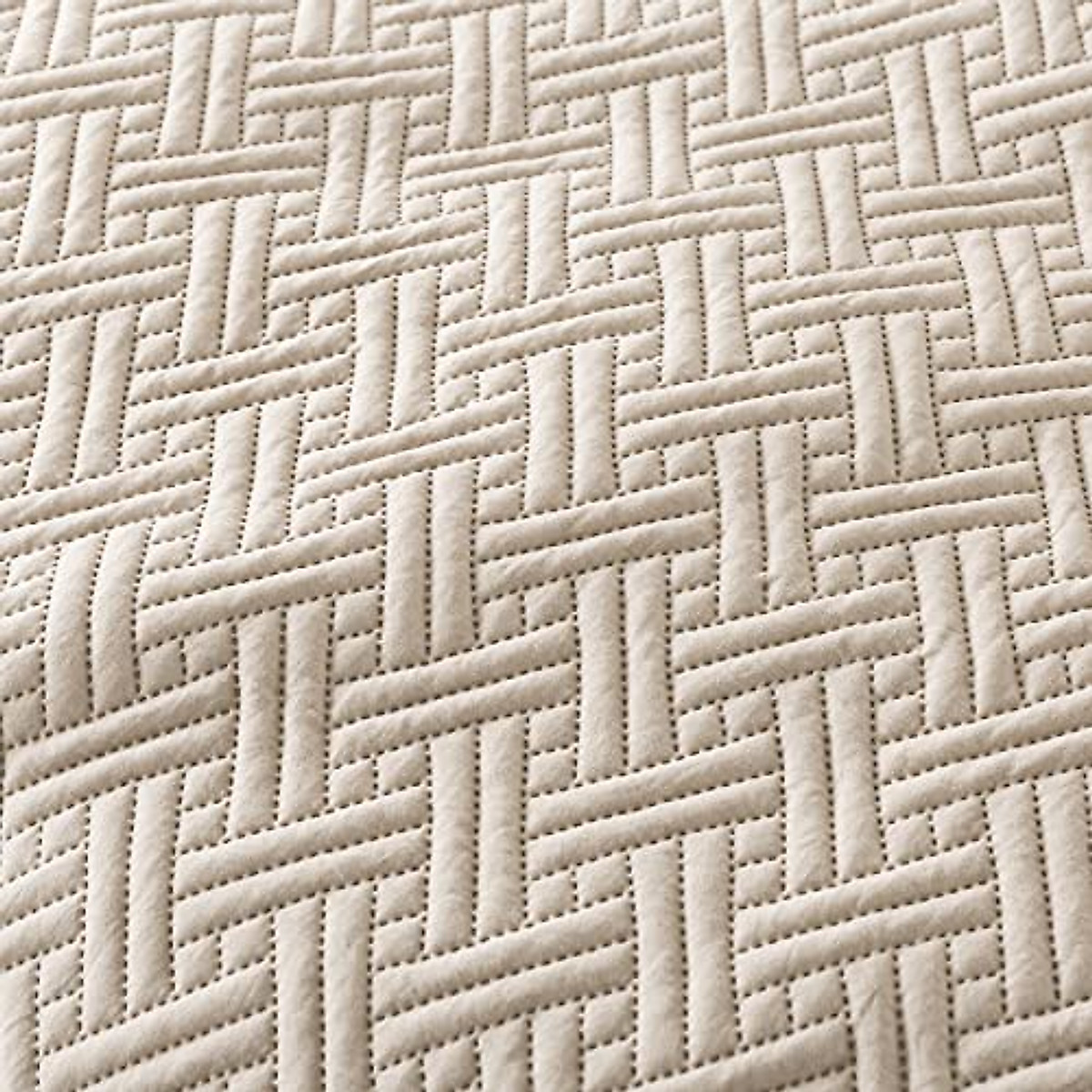 Beige Quilts Queen Size Bedding Sets with Pillow Shams, Tan Cream Lightweight Soft Bedspread Coverlet, Quilted Blanket Thin Comforter Bed Cover, All Season Summer Spring, 3 Pieces, 90x90 inches