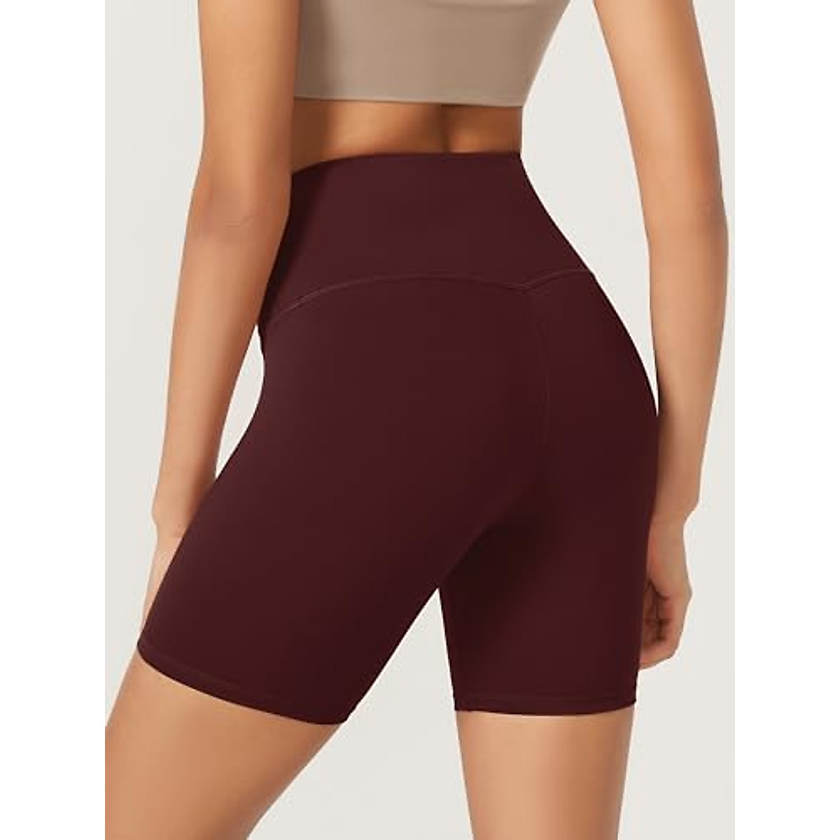 ODODOS ODCLOUD 2-Pack Buttery Soft Lounge Yoga Shorts for Women 6" Inseam High Waist Non See Through Biker Shorts, Black+Burgundy, Large