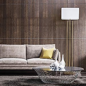 62" Matte Brass Floor Lamp with White Linen Shade Gold Scandinavian