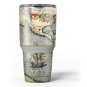 Design Skinz The Vintage Coast Map - Skin Decal Vinyl Wrap Kit Compatible with The Yeti Rambler Cooler Tumbler Cups