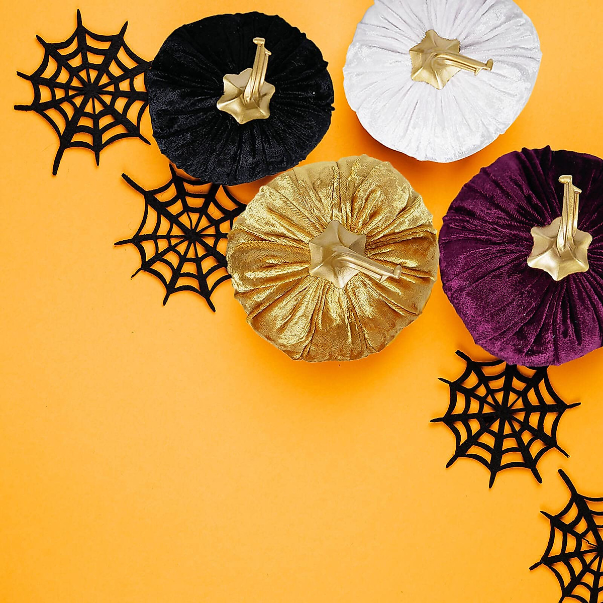 Orgrimmar 6PCS Velvet Stuffed Pumpkins Fabric Artificial Pumpkins for Home Garden Fall Decoration, Fall Harvest, Thanksgiving, Halloween Decor