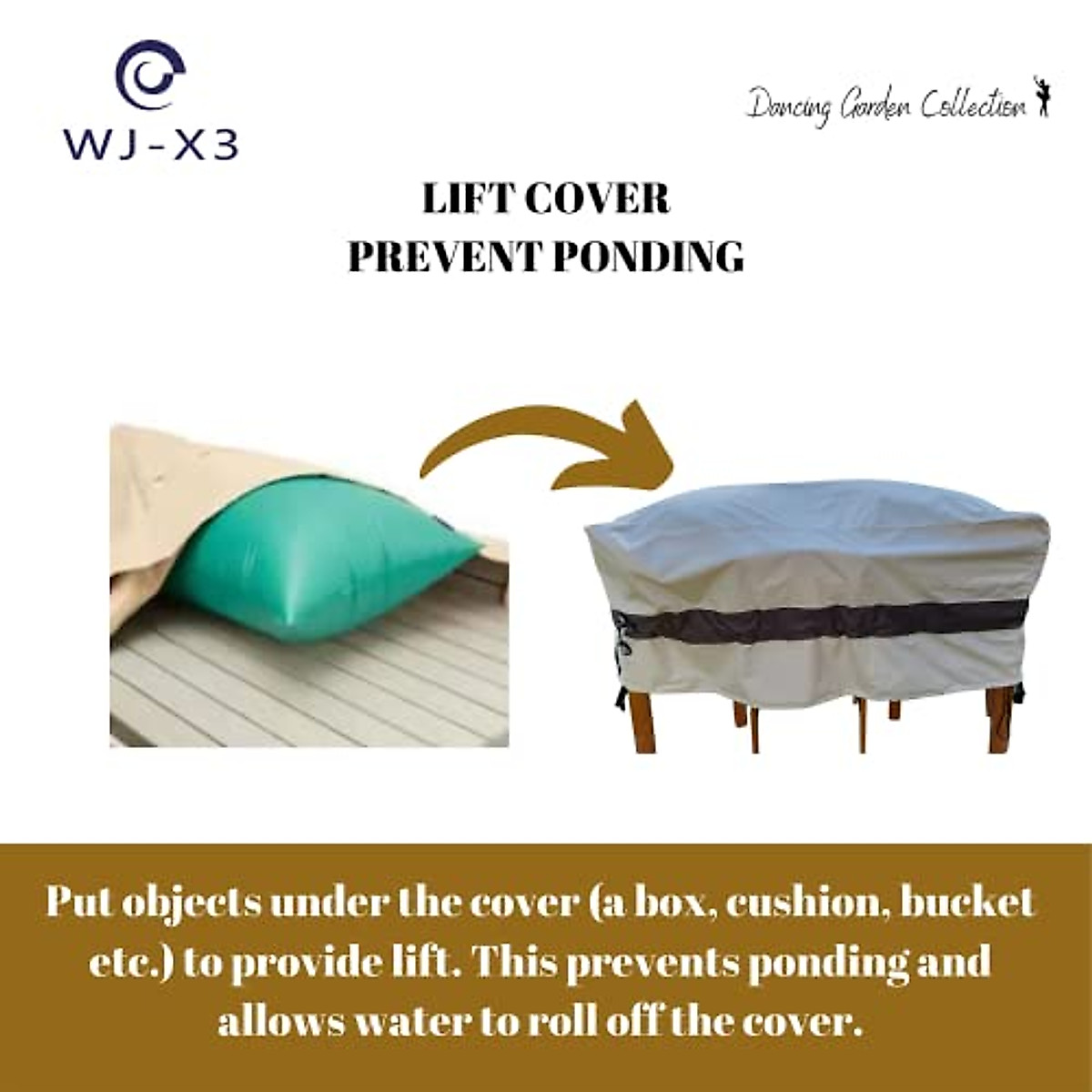 WJ-X3 3-Seater Outdoor Sofa Cover, Heavy Duty Patio Sofa Cover, Outdoor Couch Cover Waterproof, High Wind Resistant Design for Patio Couch Cover, 87W x 37D x 35H, Beige & Coffee