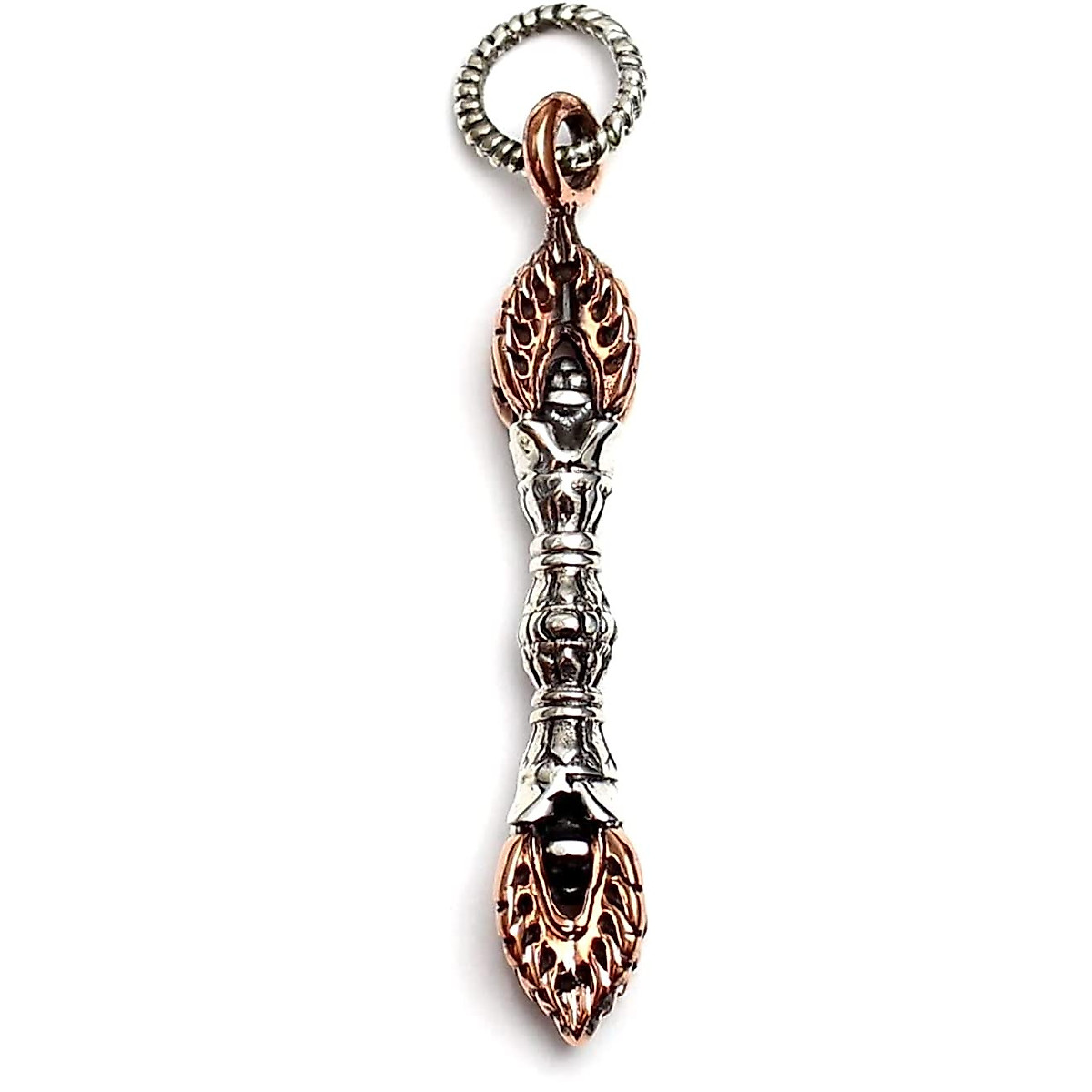 COSUMOSU Tibetan Vajra Dorje Pink Gold 925 Sterling Silver Pendant Charm Amulet