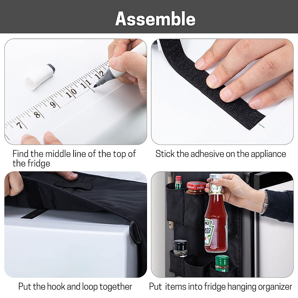 SWISSELITE Mini Fridge Caddy Organizer,Over the Fridge Storage Organizer,Fridge Caddy Hanging Organizer Waterproof with 18 Pockets for Dorm Kitchen Office Home