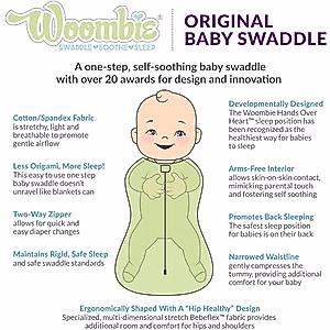 Woombie Original Baby Swaddling Blanket - Soothing, Cotton Baby Swaddle - Wearable Baby Blanket, Vanilla Cream, 14-19 lbs