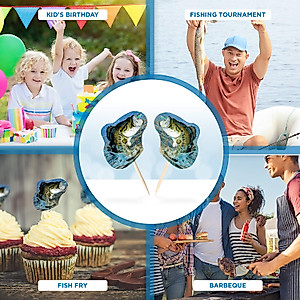 Havercamp 24 Count Bass Party Picks | Gone Fishin' Party Collection for Birthday, Retirement, Fishing Tournament