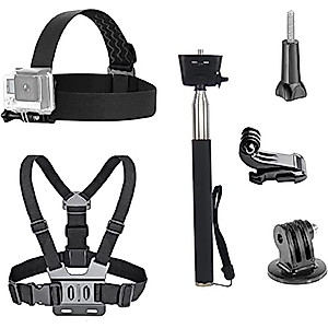 VVHOOY 3 in 1 Universal Action Camera Accessories Kit - Head Strap Mount/Chest Harness/Selfie Stick Compatible with Gopro Hero 11 10 9 8 7 6 5/AKASO EK7000/V50/Brave 7/Dragon Touch Action Camera
