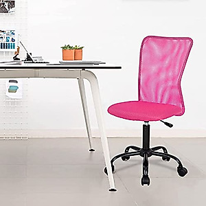 Tffnew Mesh Breathable Home Office Chair Mid Back Mesh Desk Chair Ergonomic Adjustable Chair with Lumbar Support Armless Modern Rolling Swivel Chair for Women&Men Adults（Pink）