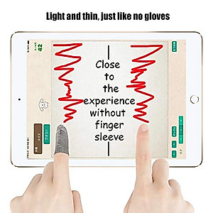 Silver Fiber 100%, 0.01"(0.5mm) Ultra-Thin, PUBG Mobile Finger Sleeve Anti-Sweat Breathable for High-Ranking Players Mobile Game Streamer iPhone/iPad/Android Size: M(6P)