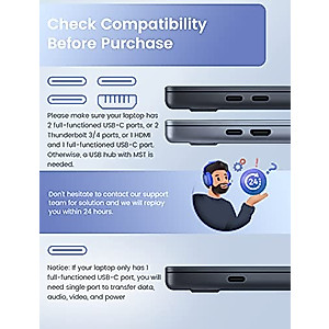 FOPO 13.3” Triple Laptop Screen Extender, FHD 1080P IPS Laptop Monitor Extender for 14”-17.3” Laptop, HDMI/USB-C Plug and Play Portable Monitor for Laptop -S16 Black