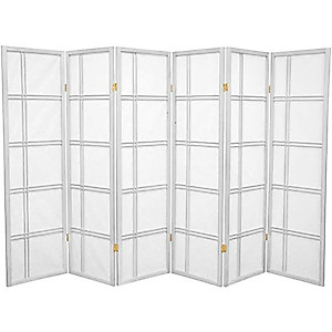 Oriental Furniture 5 ft. Tall Double Cross Shoji Screen - White - 6 Panels