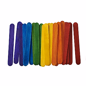 Colored Popsicle Sticks for Crafts - [100 Count] 6 Inch Jumbo Multi-Purpose Wooden Sticks