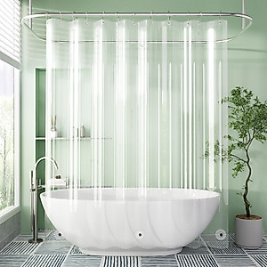 AmazerBath Clear Shower Curtain Liner, 72x72 Plastic Shower Liner, Waterproof PEVA Shower Curtain Liner, Cute Lightweight Shower Curtains for Bathroom with Magnets and 12 Rustproof Metal Grommet Holes