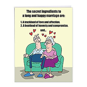 NobleWorks Jumbo Funny Anniversary Greeting Card 8.5 x 11 Inch with Envelope (1 Pack) Large Jumbo Couple, Husband, Wife, Parents Anniversary Congratulations Marriage Secrets J9780