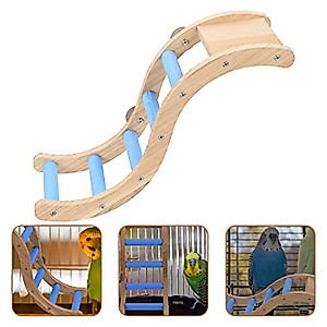 PATKAW Wooden Bird Ladder Toy Natural Wood Step Ladder Climbing Toys Bird Cage Accessories for Parakeets Parrots Cockatoo Lovebirds