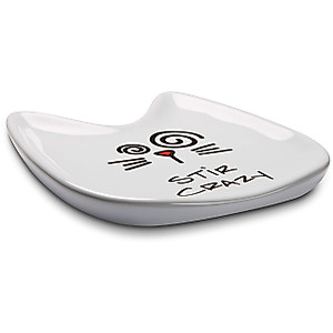 Pavilion Gift Company Blobby Cat, Cat Spoon Rest "Stir Crazy", 5", White